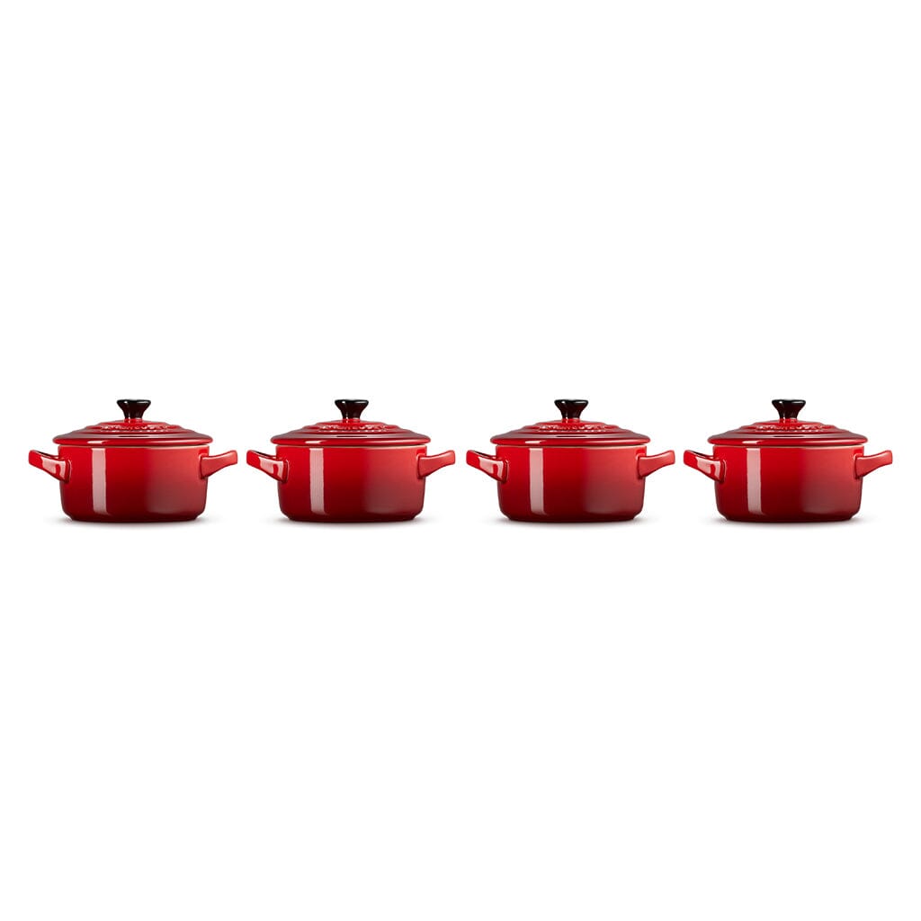 Le Creuset - Set van 4 Mini-Braadpannen Kersenrood 10cm 0,25l – KookGigant